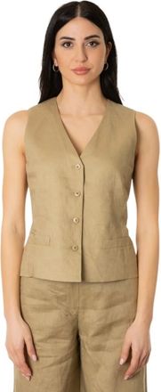 Max Mara Femme, Vestes, Vert, Taille: 42 FR Gilet en lin