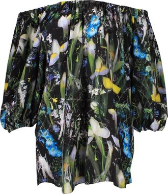 Alexander McQueen haut fleuri à épaules dénudées - Vert