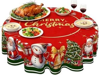 Generico Nappe de table enduite en polyester vintage Nappe de No&euml;l pour le jour de laction Di Merci les vacances dhiver, le patio, la salle &agrave; manger, lautomne