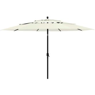 vidaXL Parasol de jardin &agrave; 3 niveaux avec m&acirc;t en aluminium sable 3,5 m Vidaxl