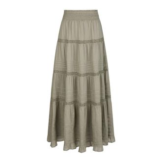 Neo Noir Rauchgr&uuml;ner Voile Maxirock mit Spitzen Details - - Skirts - Damen - Gr&uuml;n - XL