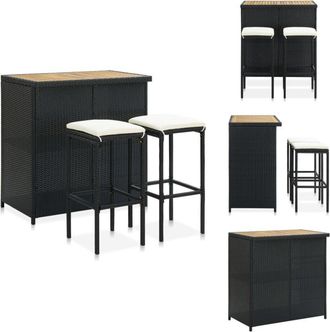 vidaXL Ensemble de bar 3 pcs R&eacute;sine tress&eacute;e Noir - Ensemble De Bar - Mobilier Ext&eacute;rieur - Jardin - Terrasse - D&eacute;coration Int&eacute;rieure