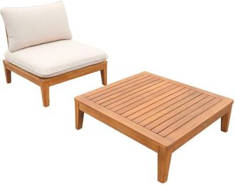 Sweeek Gartensessel und Couchtisch aus Akazienholz beige