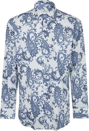 Etro Homme, Chemises, Bleu, Taille: 3XL Chemise en coton &agrave; motif cachemire