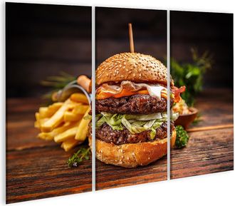 Islandburner Bild auf Leinwand Leckere Burger Restaurant Diner Imbiss Pommesbude Bilder Wandbilder Poster HRNM-3P