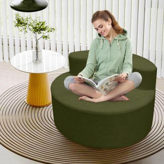 Generico Runder Sessel mit abnehmbarem und maschinenwaschbarem Bezug, bequem und klein, ideal f&uuml;r Wohnzimmer, Schlafzimmer und Wohnung (gr&uuml;n)