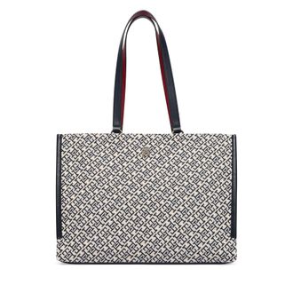 Tommy Hilfiger Handtasche Tommy Hilfiger Th Jacquard Tote AW0AW19009 Blau