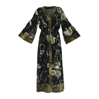 AllSaints Femme, Robes, Noir, Taille: 36 FR Diana Robe Mi-longue Imprim&eacute; Contrast&eacute;