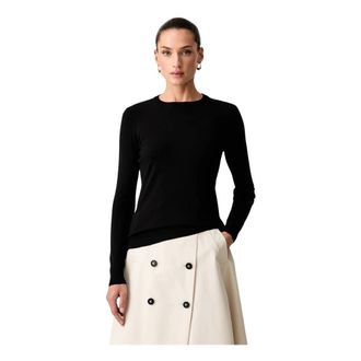Trussardi Femme, Pulls, Noir, Taille: 36 FR Pull col rond en maille fine