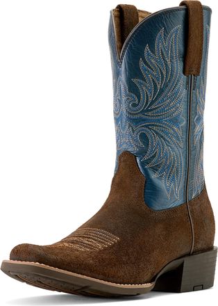 Ariat Mens Sport Narrow Cutter Toe Western Boot in Aged Smokehouse Roughout Midnight Blue, D Medium Width, Size 47, by Ariat