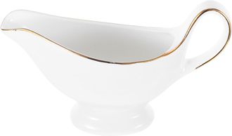 BESPORTBLE Keramik Sauciere mit Goldrand Ergonomischer Griff Tropffreier Ausgie&szlig;er Sp&uuml;lmaschinenfest f&uuml;r Zuhause K&uuml;che Party und Restaurant Dekoratives Westliche