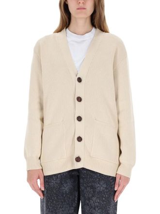 Golden Goose Logo-Embroidered Cotton Blend Cardigan - Beige