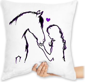 Shirtracer Kissen 40x40 Zierkissen - Pferd und Reiterin Geschenk Pferde Mädchen I Pferd Geschenk für Pferdeliebhaber I Reiten Mädchen Geschenke für Pferdefreunde