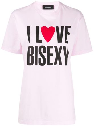 Dsquared2 t-shirt I love bisexy imprim&eacute; - Rose