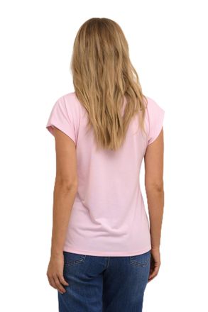 Kaffe T-Shirt KAlise Damen T-Shirt Kurzarm V-Ausschnitt Basic Shirt M, Pink Mist