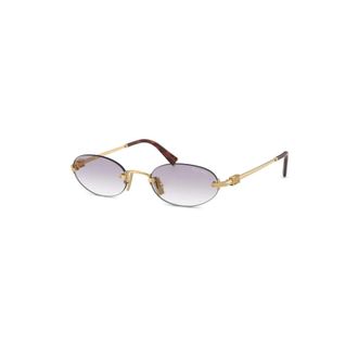 Miu Miu Goldene runde Sonnenbrille mit Metallrahmen - - Accessories - Damen - Gelb - 51 MM