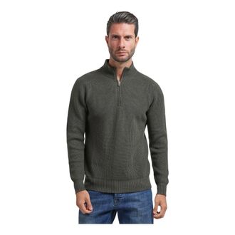Gran Sasso Mock Zip Pullover - - Knitwear - Herren - Gr&uuml;n - 3XL