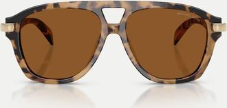 Michael Kors Grenada Piloten-Sonnenbrille mit gelben Gl&auml;sern in Vintage-Havanna-Braun