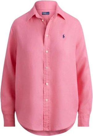 Polo Ralph Lauren Femme, Blouses et Chemises, Rose, Taille: 36 FR Chemise Coupe Droite en Lin