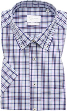 Eterna Kurzarmhemd mit Karomuster und Brusttasche, Modern Fit in