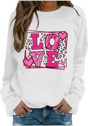 Generic Sweat &agrave; capuche d&eacute;contract&eacute; &agrave; col rond imprim&eacute; pour la Saint-Valentin 2026, blanc, XXL