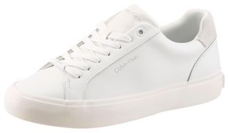 Calvin Klein Plateausneaker CALVIN KLEIN VULC LACE UP LTH MIX, Damen, Gr. 36, wei&szlig;, Leder, unifarben, Basic, Schuhe Plateausneaker, Casual-Schn&uuml;rschuh, Freizeitsne
