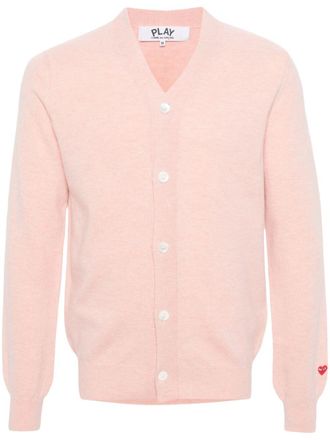 Comme Des Garçons cardigan en laine à logo appliqué - Rose