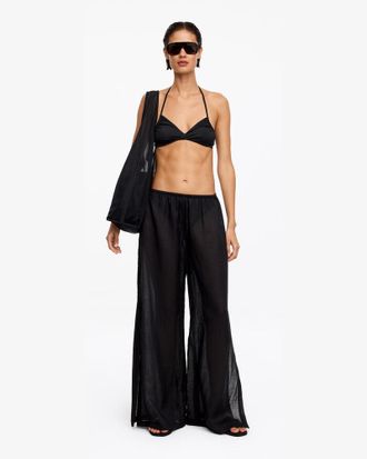 Arket Gerafftes Triangel-Bikinioberteil -Schwarz