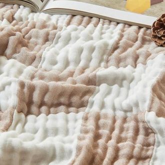 Emme Couverture à carreaux 100 % mousseline de coton, respirante, rafraîchissante, douce et légère, gaze, pour toutes les saisons, pour canapé et lit jumea