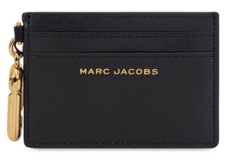Marc Jacobs Womens Card Holder With Charm Black Calfskin Wallets & Purses