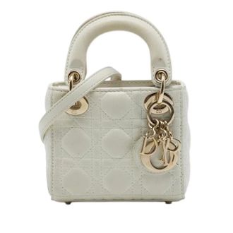 Dior Sac Mini Lady Dior Pr&eacute;-poss&eacute;d&eacute; - Femme - Pre-owned - Blanc - Taille: ONE Size