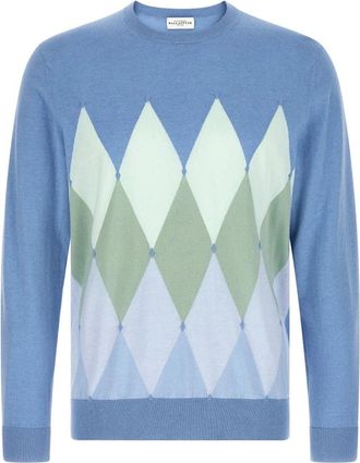 Ballantyne Homme, Pulls, Bleu, Taille: 4XL Pull Ras du Cou Argyle