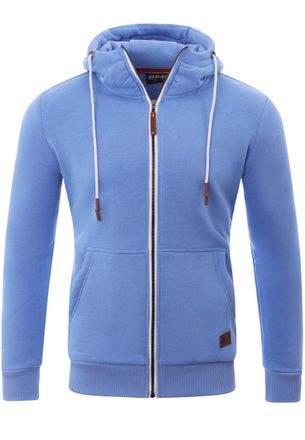 Reslad Sweatjacke Herren Kapuzenpullover | Hoodie M&auml;nner Zipper Pullover mit Kapuze Bequeme Baumwolle RS-1006 Hellblau 2XL