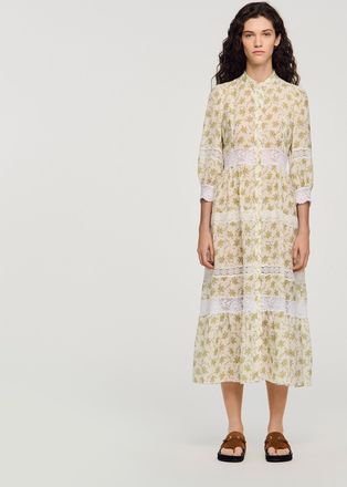 Sandro Robe longue &agrave; dentelle fleur