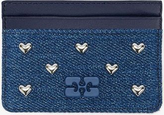 Ganni Bou-Kartenetui aus Denim blau