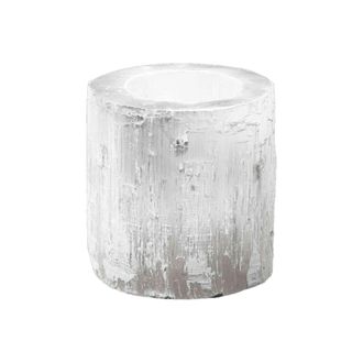 NKlaus Selenit Teelichthalter 11 cm - Handgefertigter Naturstein Kerzenhalter für stimmungsvolles Licht, spirituelle Deko für Meditation, Reiki & energetisch