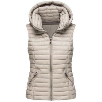 Generic Gilet unisexe d&eacute;contract&eacute; uni poche zipp&eacute;e ample sans manches veste &agrave; capuche gilet Gizmo, kaki, 4XL