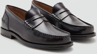 Mango Mocassins découpe cuir effet patiné bordeaux - Homme - 39 - MANGO MAN