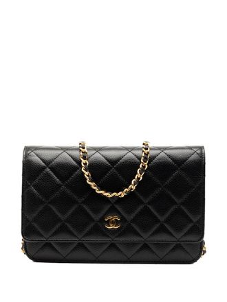 Chanel sac &agrave; bandouli&egrave;re Wallet on Chain en cuir Caviar matelass&eacute; (2016-2017) - Noir