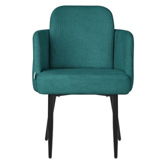 ML Design ML-Design Esszimmerstühle 6er Set Petrol mit Stoffbezug, Küchenstuhl mit Armlehne & Rattan-Optik Rückenlehne, Wohnzimmerstuhl mit Metallbeinen, Ergono