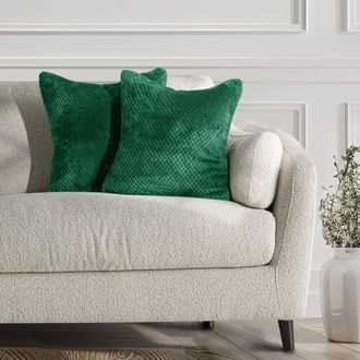 Decoking 2tlg 2 Kissenbez&uuml;ge 45x45 cm Mikrofaser Rei&szlig;verschluss Fleece Kissenh&uuml;llen flaschengr&uuml;n Henry