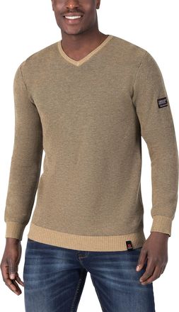 Timezone Herren Soft V Longsleeve Pullover, Camel beige, XXL