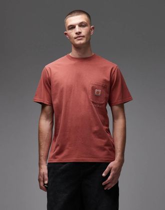 Rhythm T-Shirt in Tonbraun mit Vintage-Waschung und Tasche-Brown