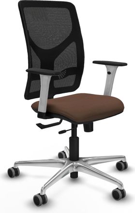 Piqueras y Crespo Schreibtischstuhl aus Netzstoff mit wei&szlig;en und schwarzen Armlehnen, h&ouml;henverstellbare Lendenwirbelst&uuml;tze, ausgestattet mit Syncro/Traslack und Schneid