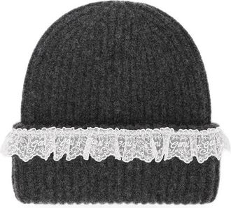 Ganni Beanie In Lace Wool