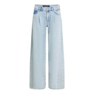 Karl Lagerfeld Femme, Jeans, Bleu, Taille: W30 Jean Large avec Détails Logo Argenté