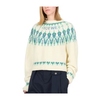 Loewe Femme, Pulls, Blanc, Taille: 38 FR Pull en maille de laine m&eacute;lang&eacute;e