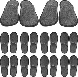 BESPORTBLE Lot de 10 Pantoufles Pliables en Coton-Lin L&eacute;g&egrave;res et R&eacute;utilisables Semelle &Eacute;paisse Antid&eacute;rapante 8 MM pour Voyage H&ocirc;tel et Usage Domestique