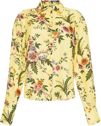 Cara Cara chemise en lin &agrave; fleurs - Jaune