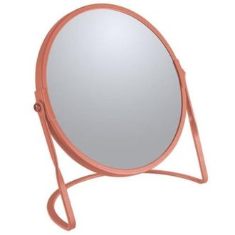 Spirella Miroir grossissant sur Pied Akira - Acier Robuste - Double Face avec Grossissement x5 et Miroir Classique - Pivotant &agrave; 360&deg; - Terracotta Mat